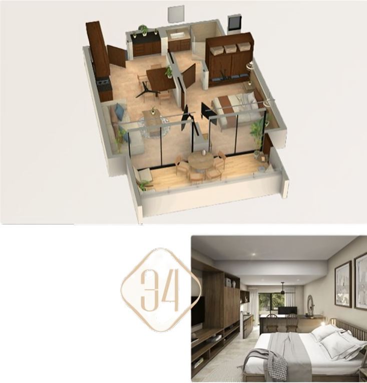 Departamentos en Venta en Playa del Carmen: Studio 34